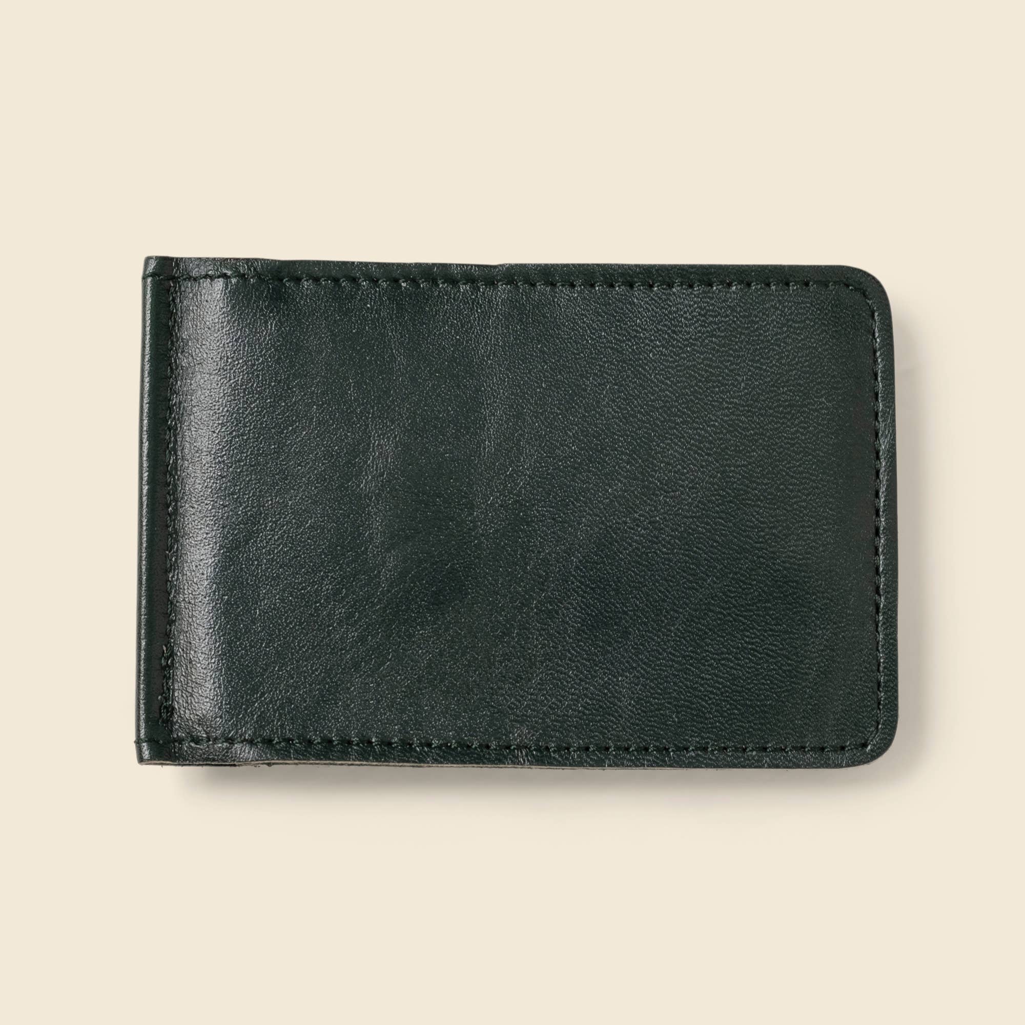 RFID Leather Money Clip Wallet - Olive Green – Sidebloom Shop